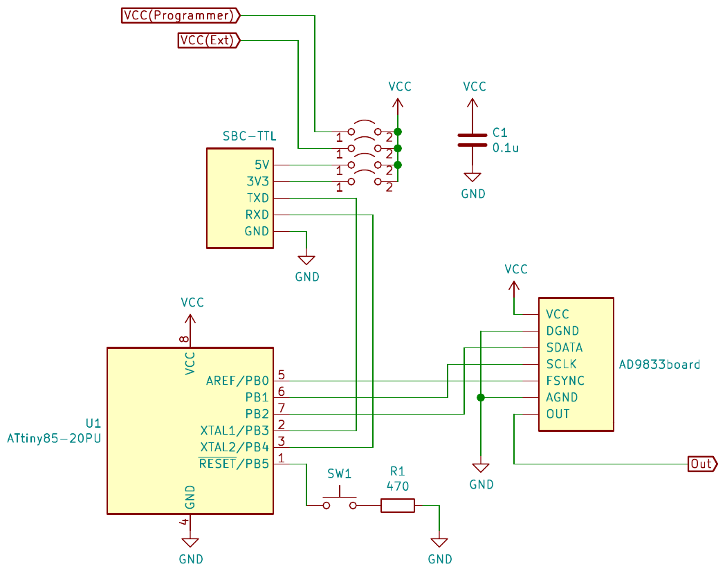 AD9833 Controller using AVR | はっくはっくキッチン